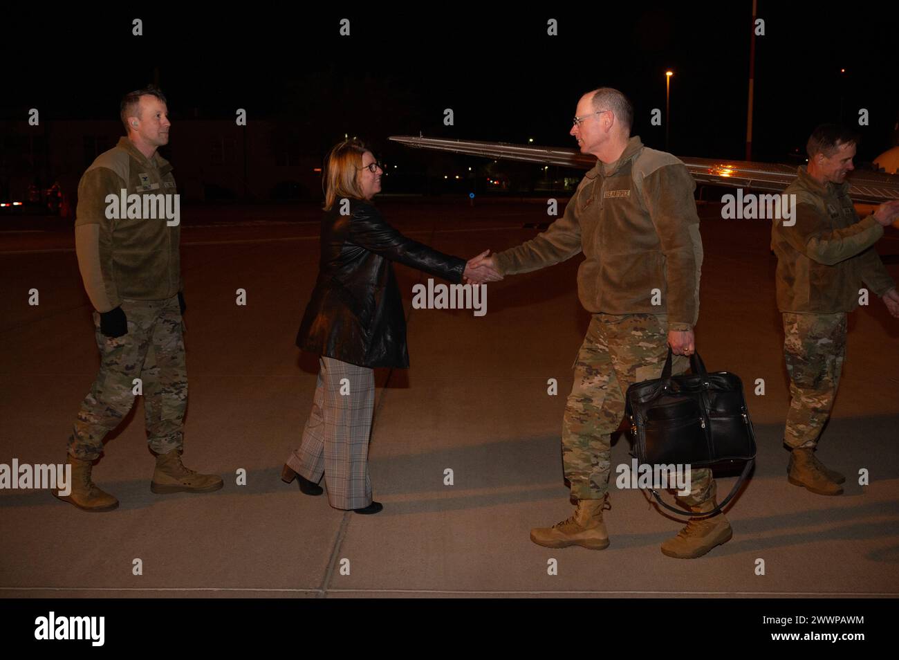 Gen. Duke Z. Richardson, Air Force Materiel Command commander, greets ...