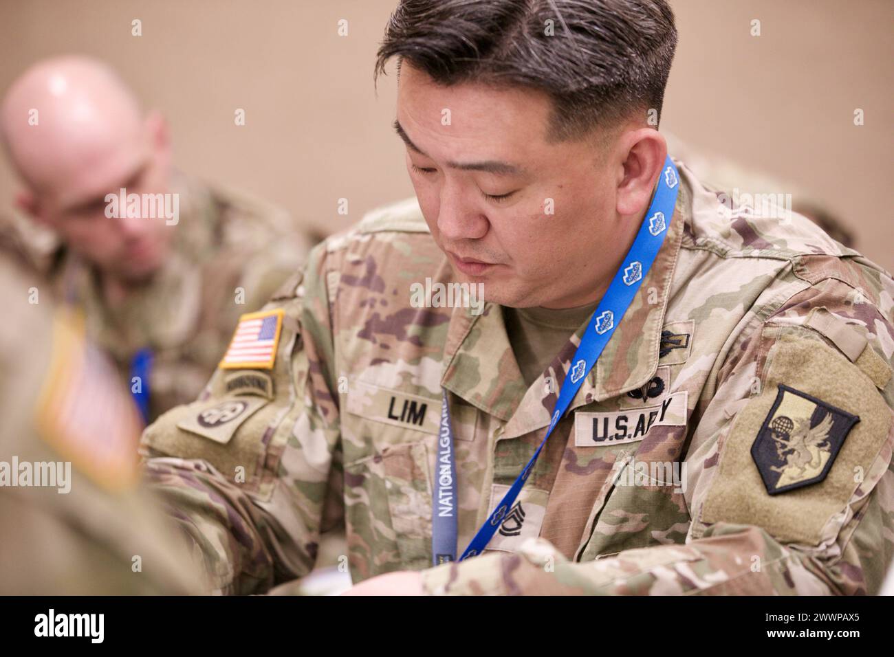 U.S. Army Reserve Sgt. 1st Class Dong Lim, a linguist assigned to 373rd ...