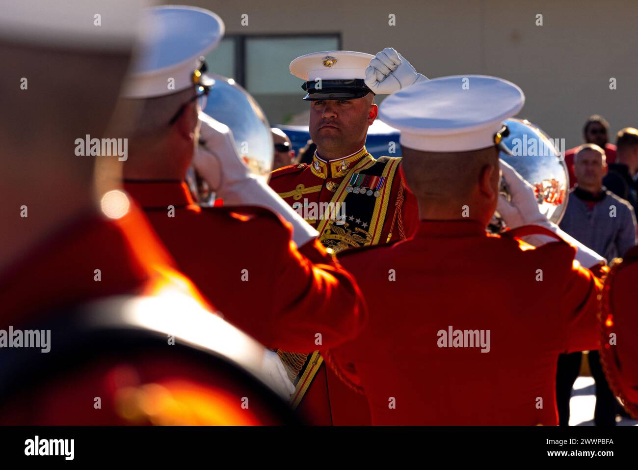 U.S. Marine Corps Master Sgt. David Cox, assistant drum major, “The ...