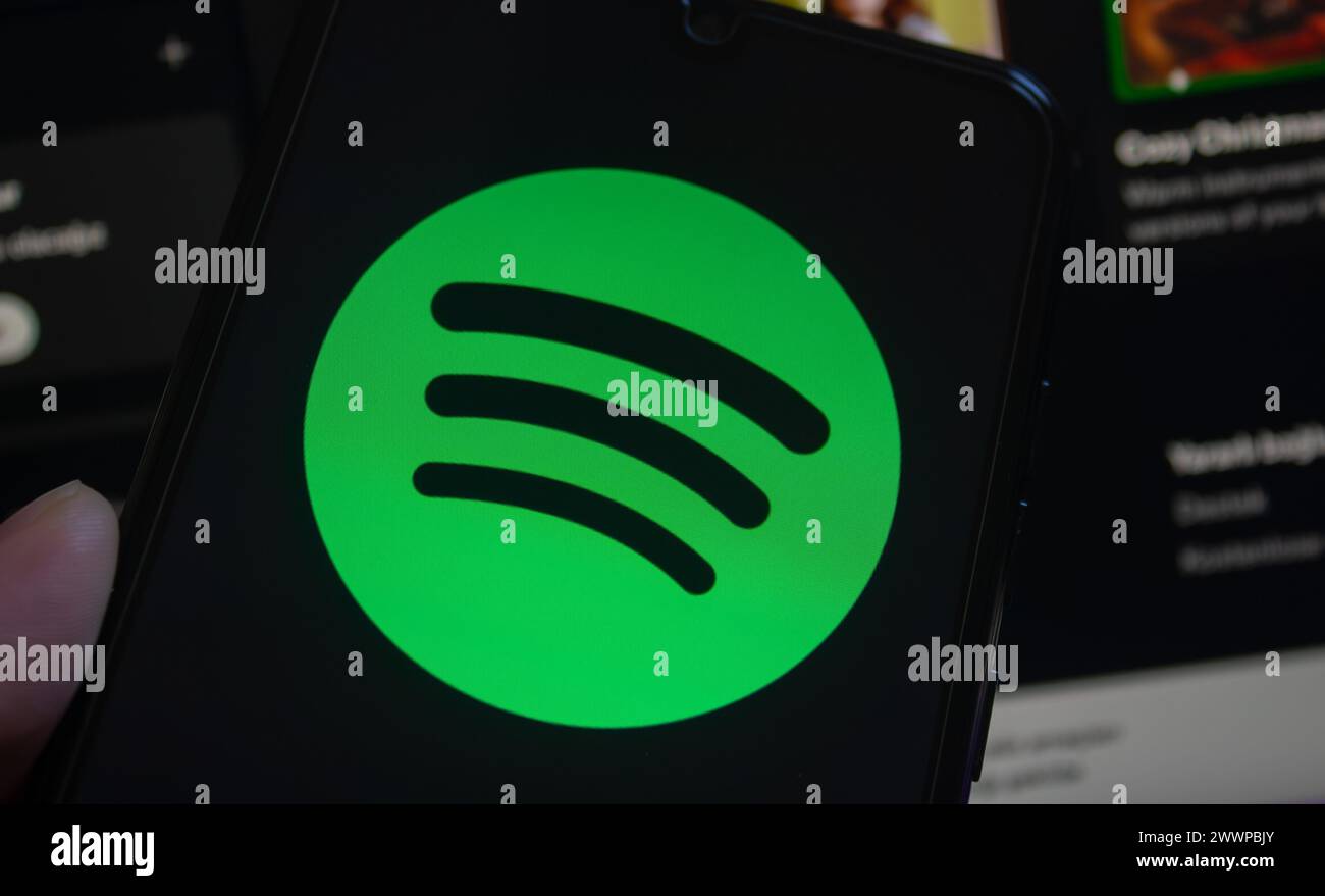 Spotify mobile app displayed on smartphone screen. Afyonkarahisar ...
