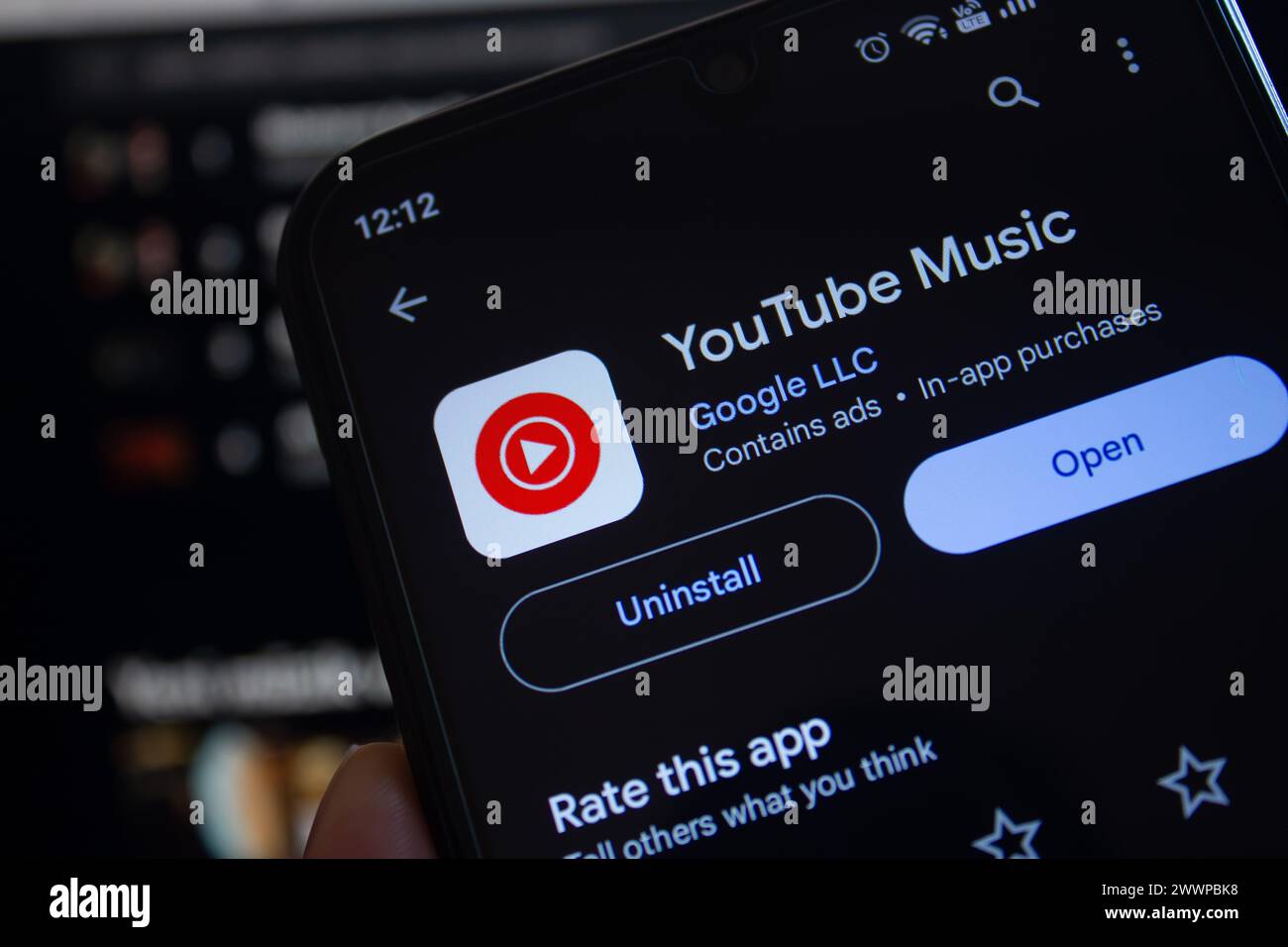 Youtube Music mobile app displayed on smartphone screen. Afyonkarahisar ...