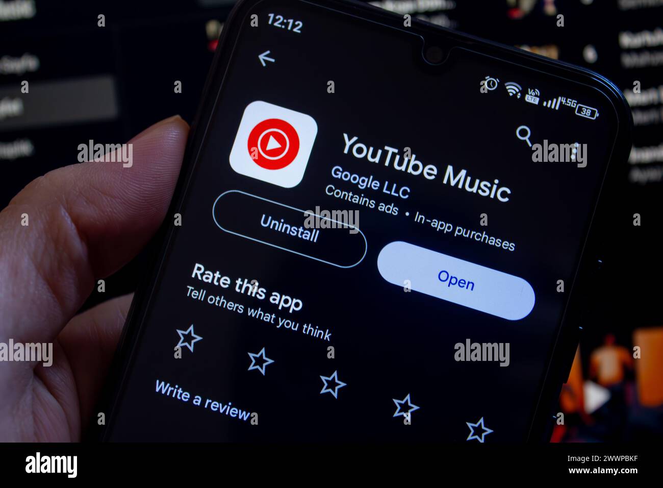 Youtube Music mobile app displayed on smartphone screen. Afyonkarahisar ...