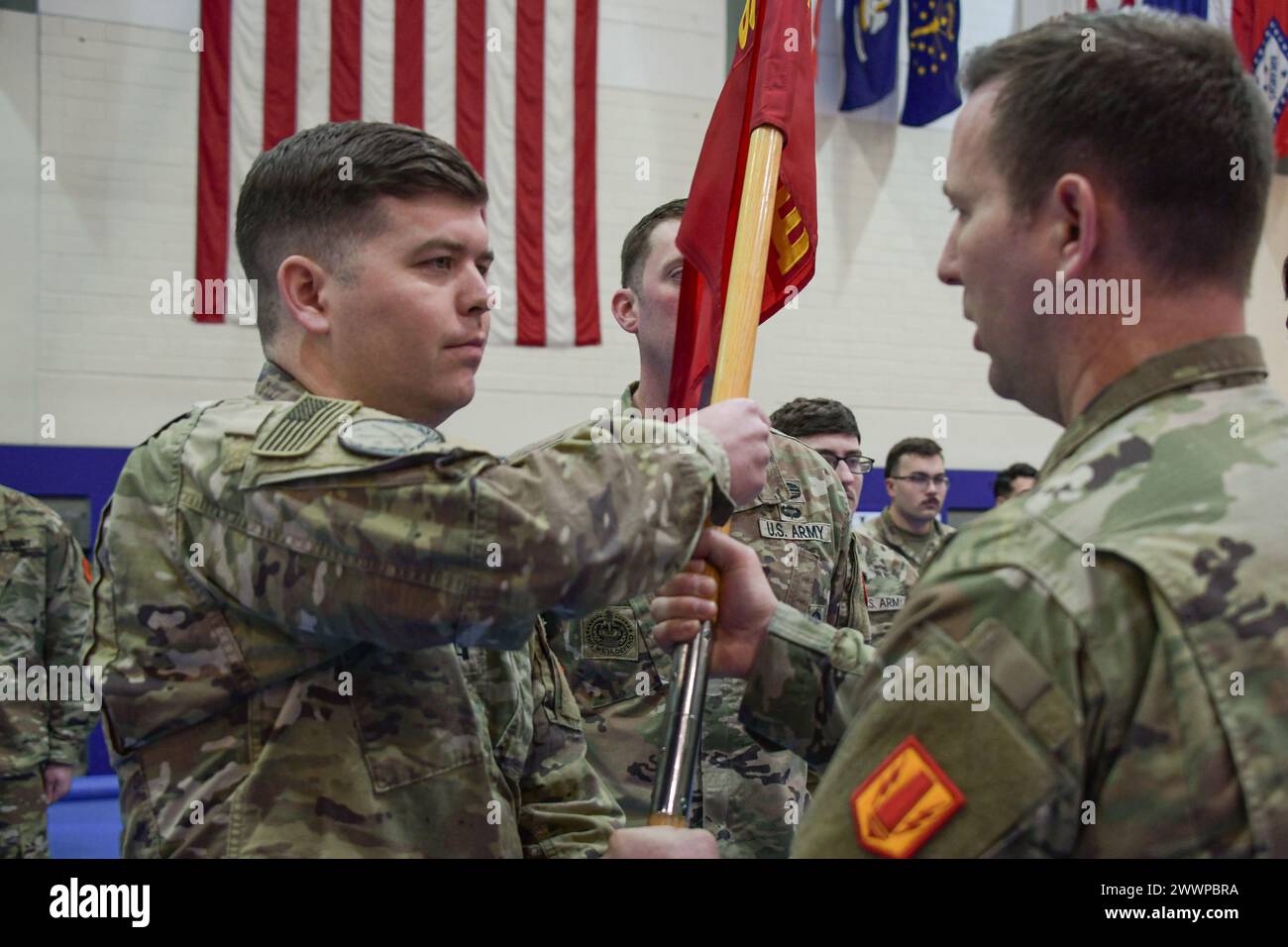 U.S. Army Lt. Col. Benjamin Roark, right, commander of 1-6 FAR, passes ...