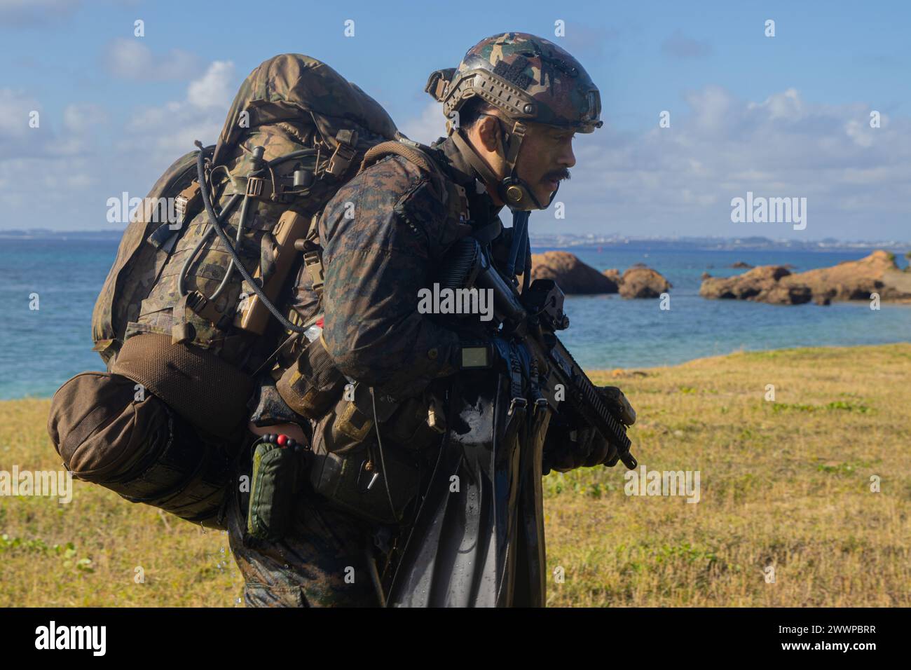 A U.S. Marine with the maritime raid force, 31st Marine Expeditionary ...