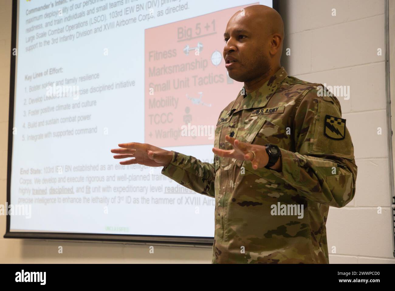 U.S. Army Lt. Col. Marcus O'Neal, commander of the 103rd Intelligence ...