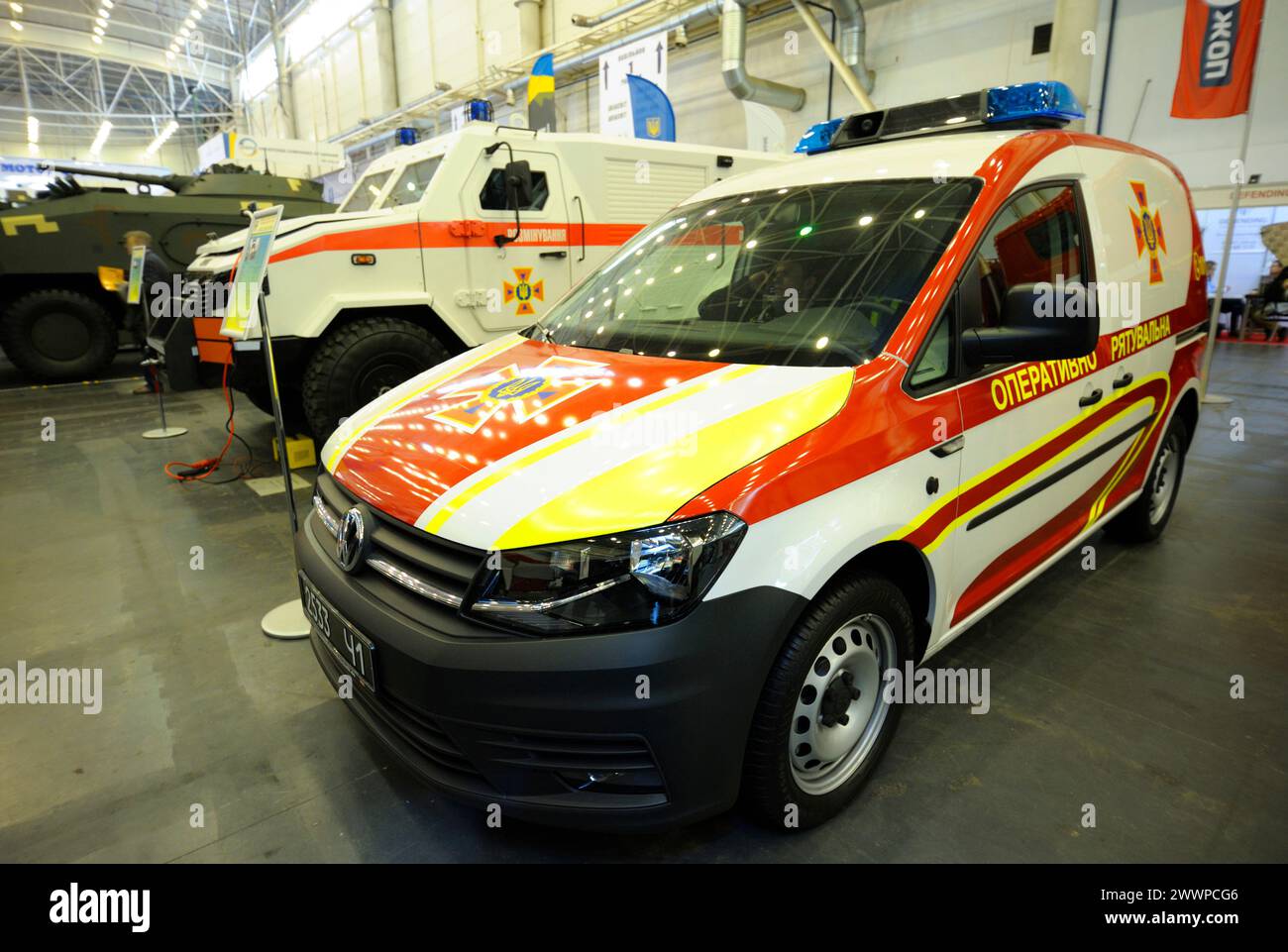 Rescue vehicle made by Volkswagen presented on stand Stock Photo - Alamy
