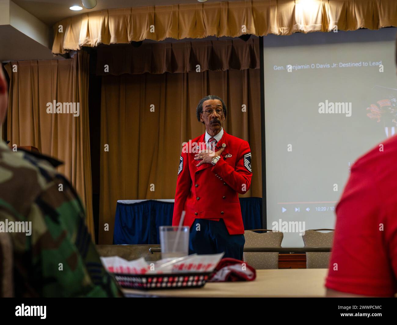 Ben Bruce, Ragsdale Arizona Tuskegee Airmen chapter historian, speaks ...