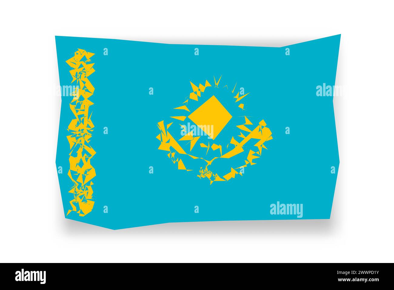 Kazakhstan flag - stylish flag mosaic of colorful papercuts. Vector ...