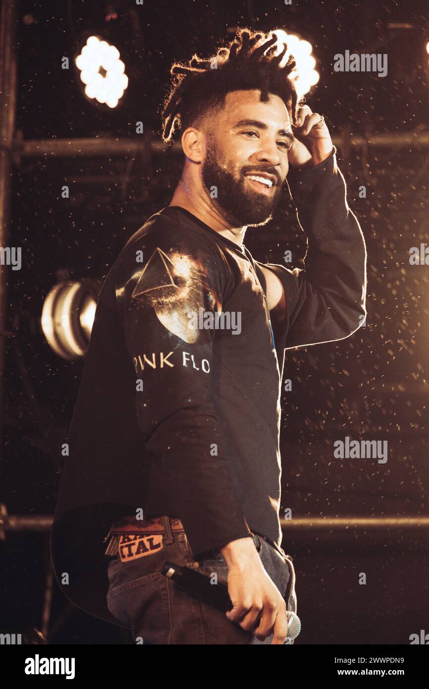 Kyle Harvey, a musical artist and rapper, performs during the Hansen ...