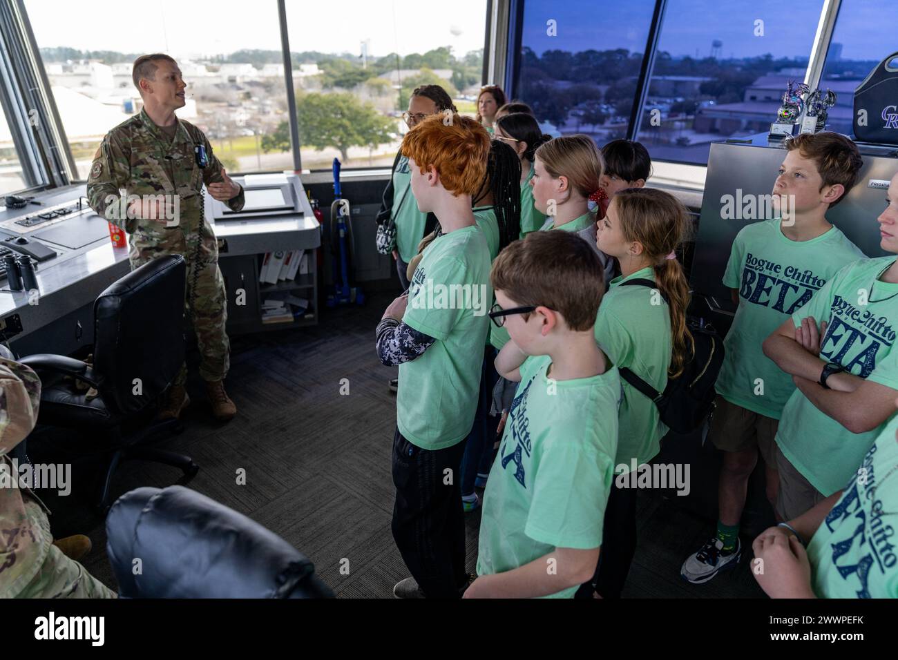 Members of the Bogue Chitto Beta Club receive a tour of the air traffic ...