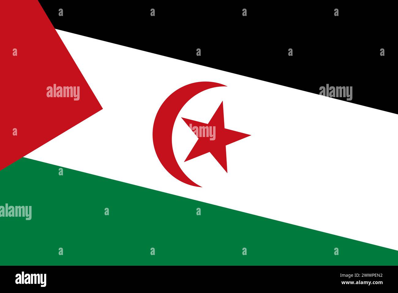 Sahrawi Arab Democratic Republic flag - rectangular cutout of rotated ...