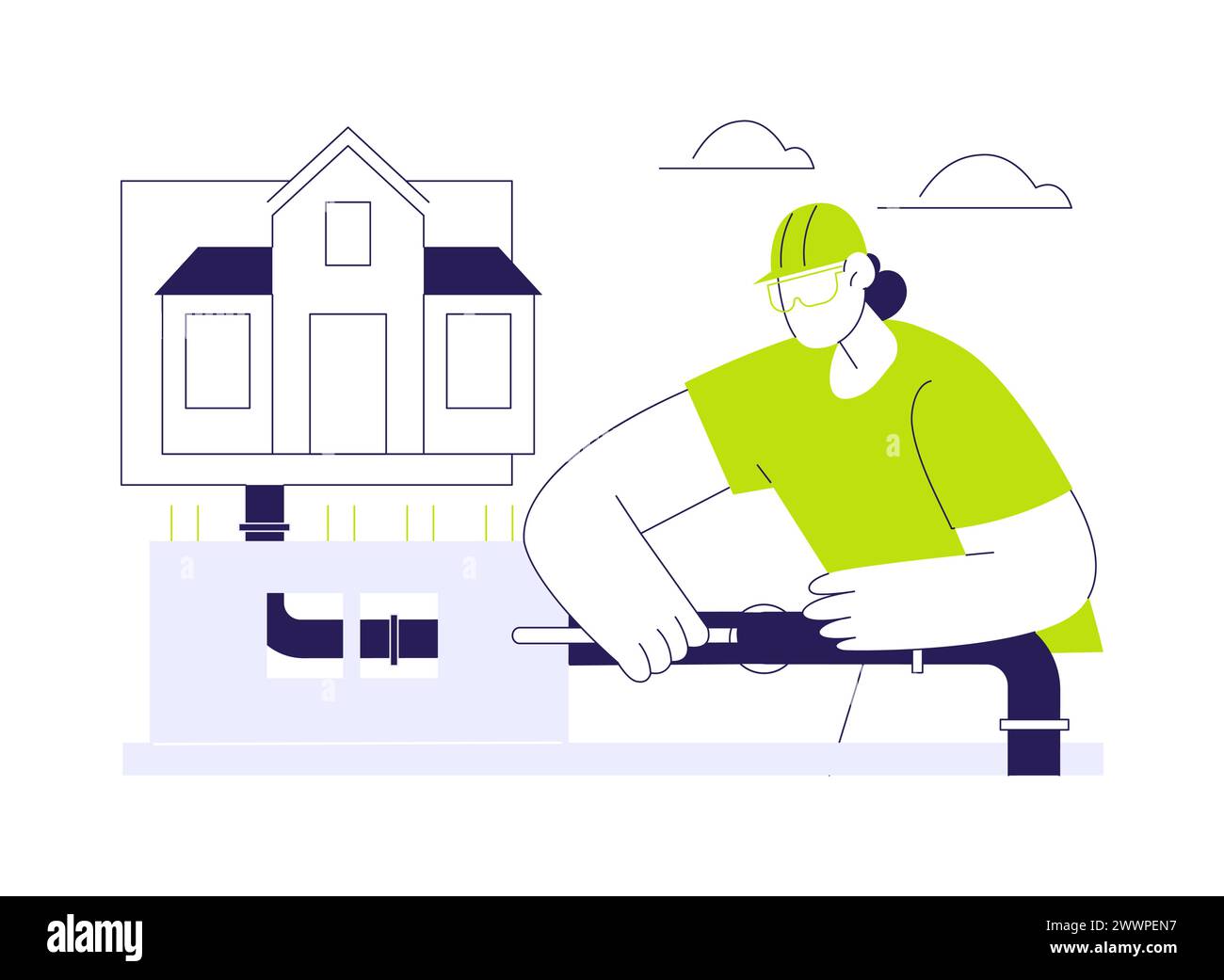 Laying pipes abstract concept vector illustration Stock Vector Image ...