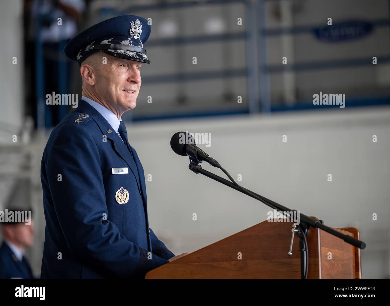 Air Force Chief of Staff Gen. David Allvin gives his remarks during a ...