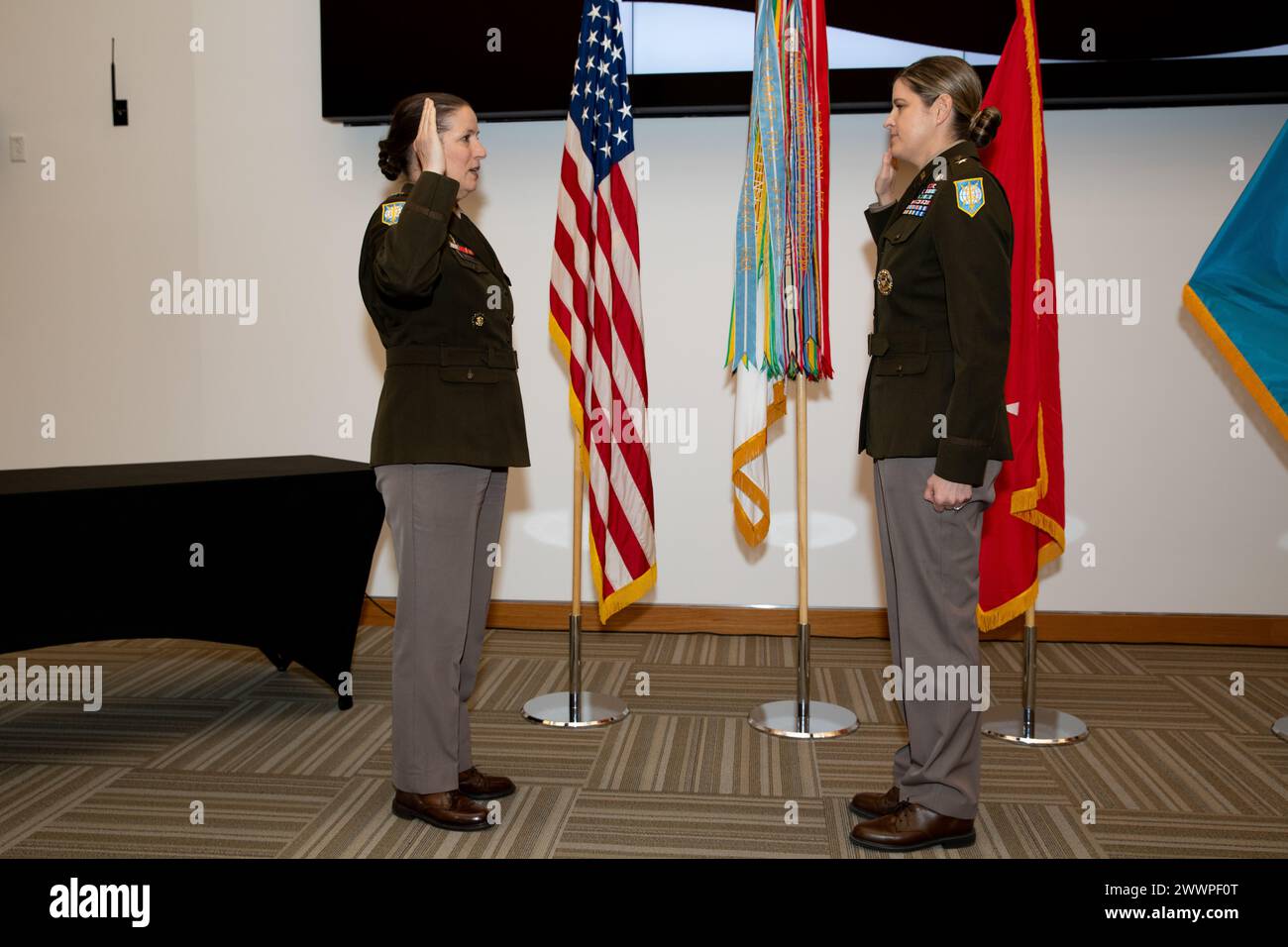 U.S. Army Reserve Maj. Gen Dustin Shulz (left), director of ...