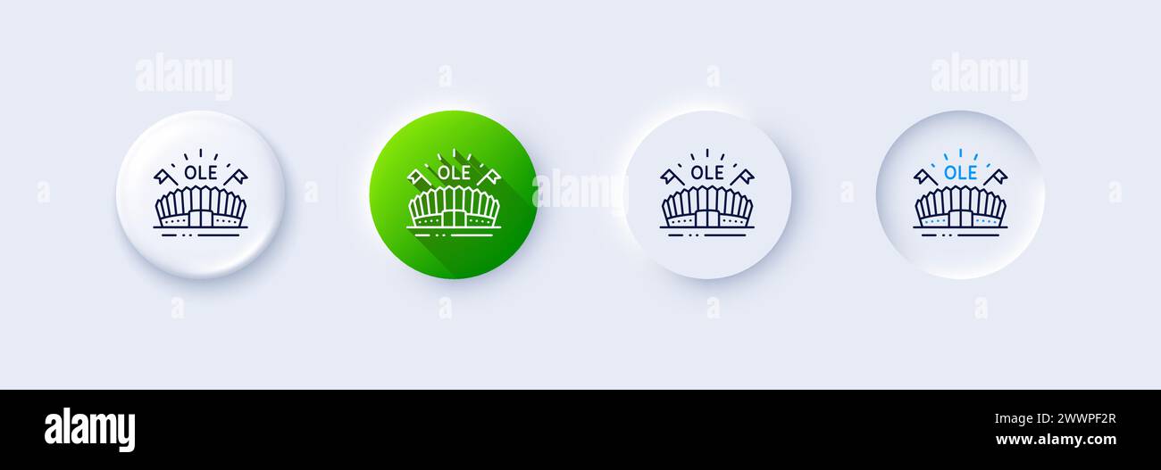 Sports arena line icon. Stadium with flags sign. Sport complex. Line ...