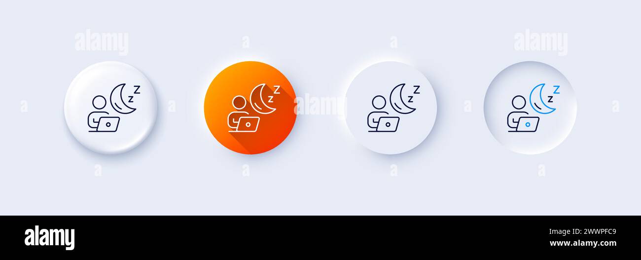 Night shift line icon. Online insomnia sign. Line icons. Vector Stock ...