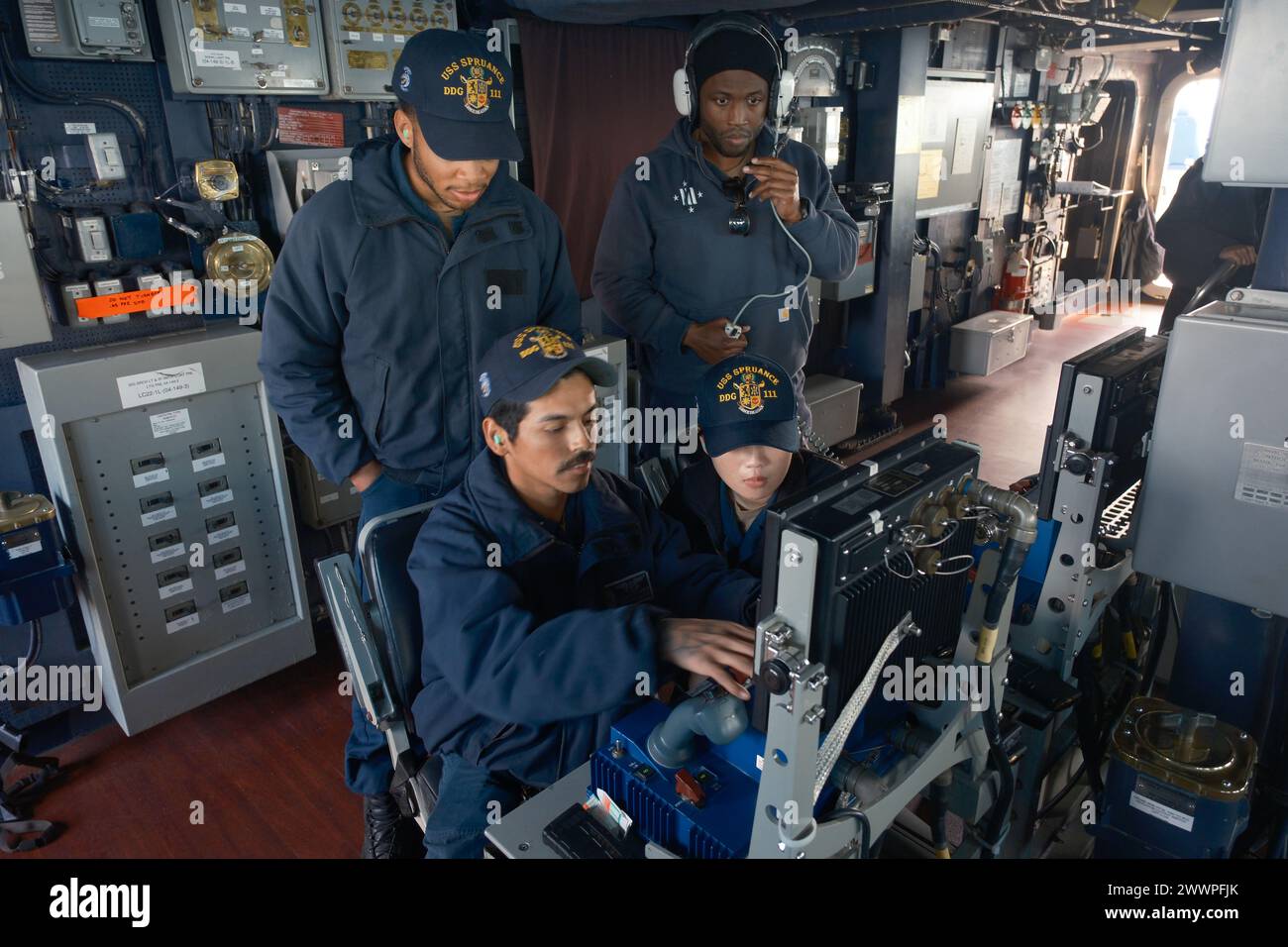 Sailors assigned to the Arleigh Burke-class guided missle destroyer USS ...