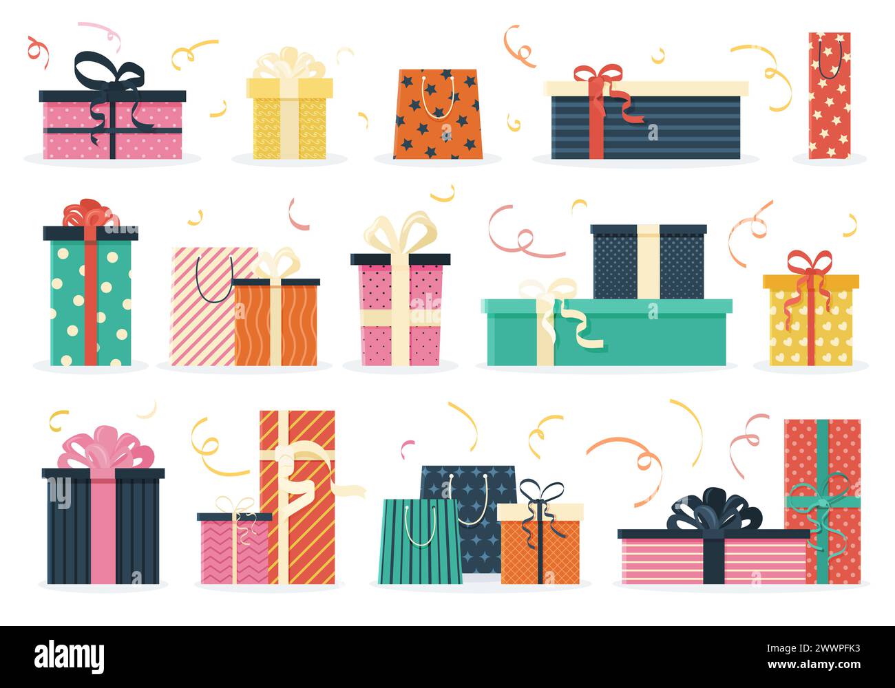 Lot christmas gift boxes Stock Vector Images - Alamy