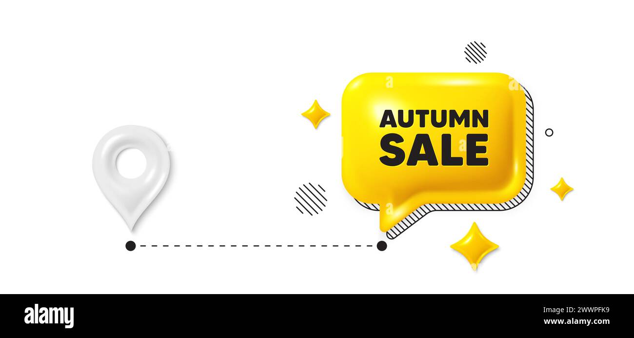 Autumn Sale tag. Special offer price sign. Road journey position 3d pin ...