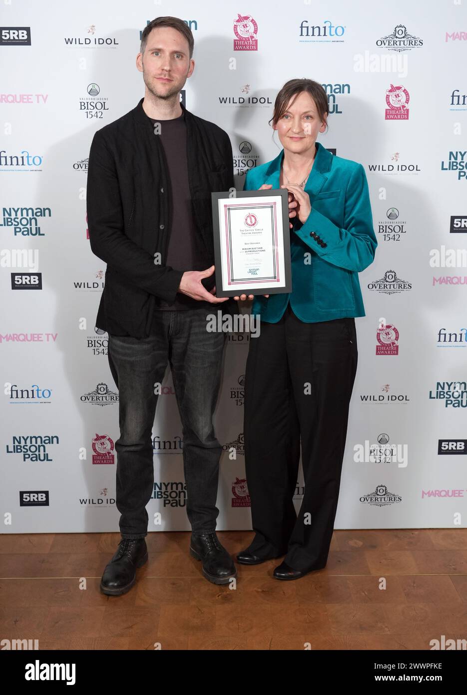 Leo Warner And Miriam Buether With Best Designer Award At The Annual Uk Critics Circle Theatre