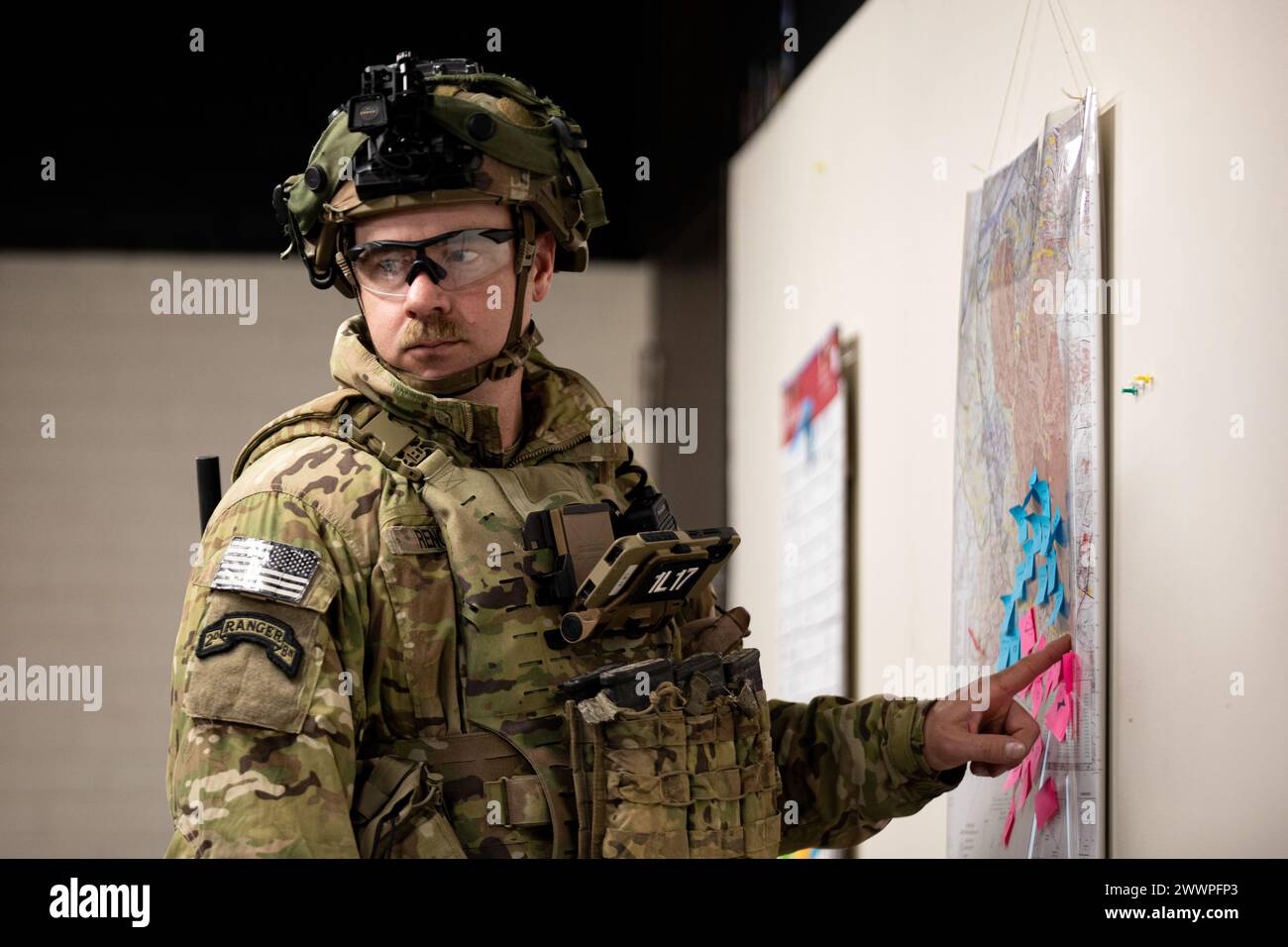 A U.S. Army Advisor from 1st Security Force Assistance Brigade maps out ...