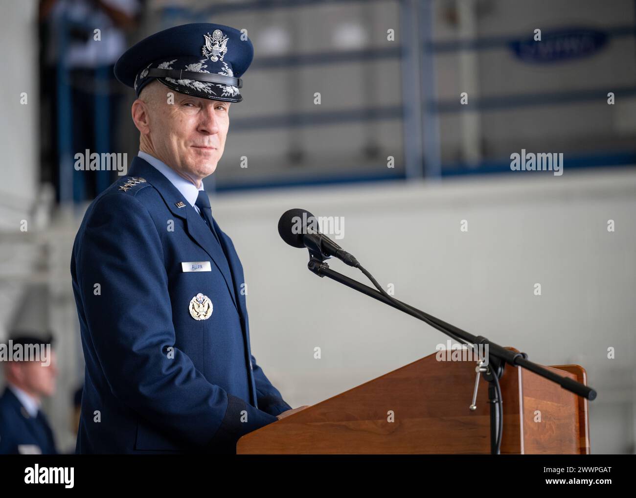 Air Force Chief of Staff Gen. David Allvin gives his remarks during a ...
