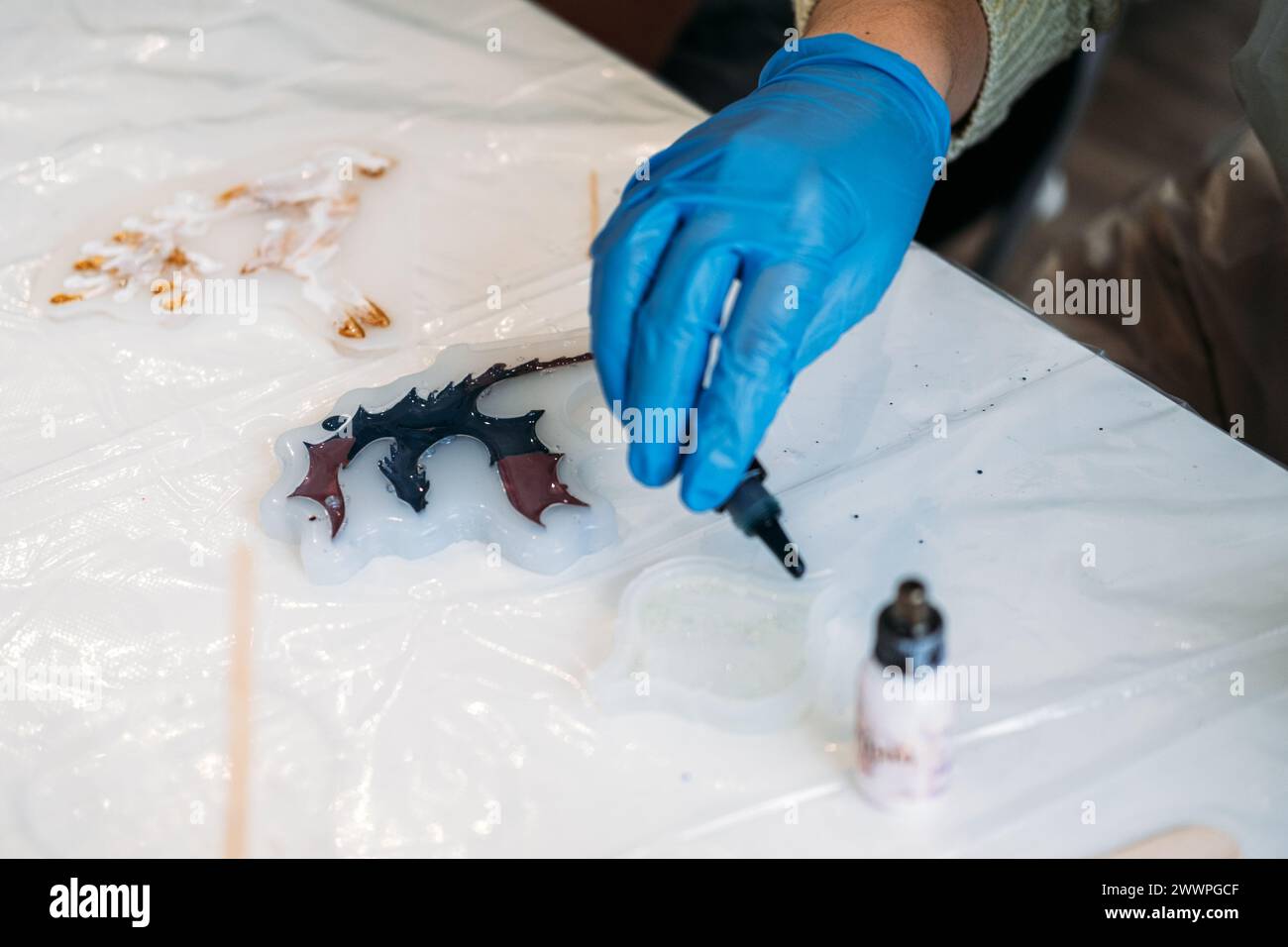 Epoxy Resin Crafting Process in Action Stock Photo - Alamy