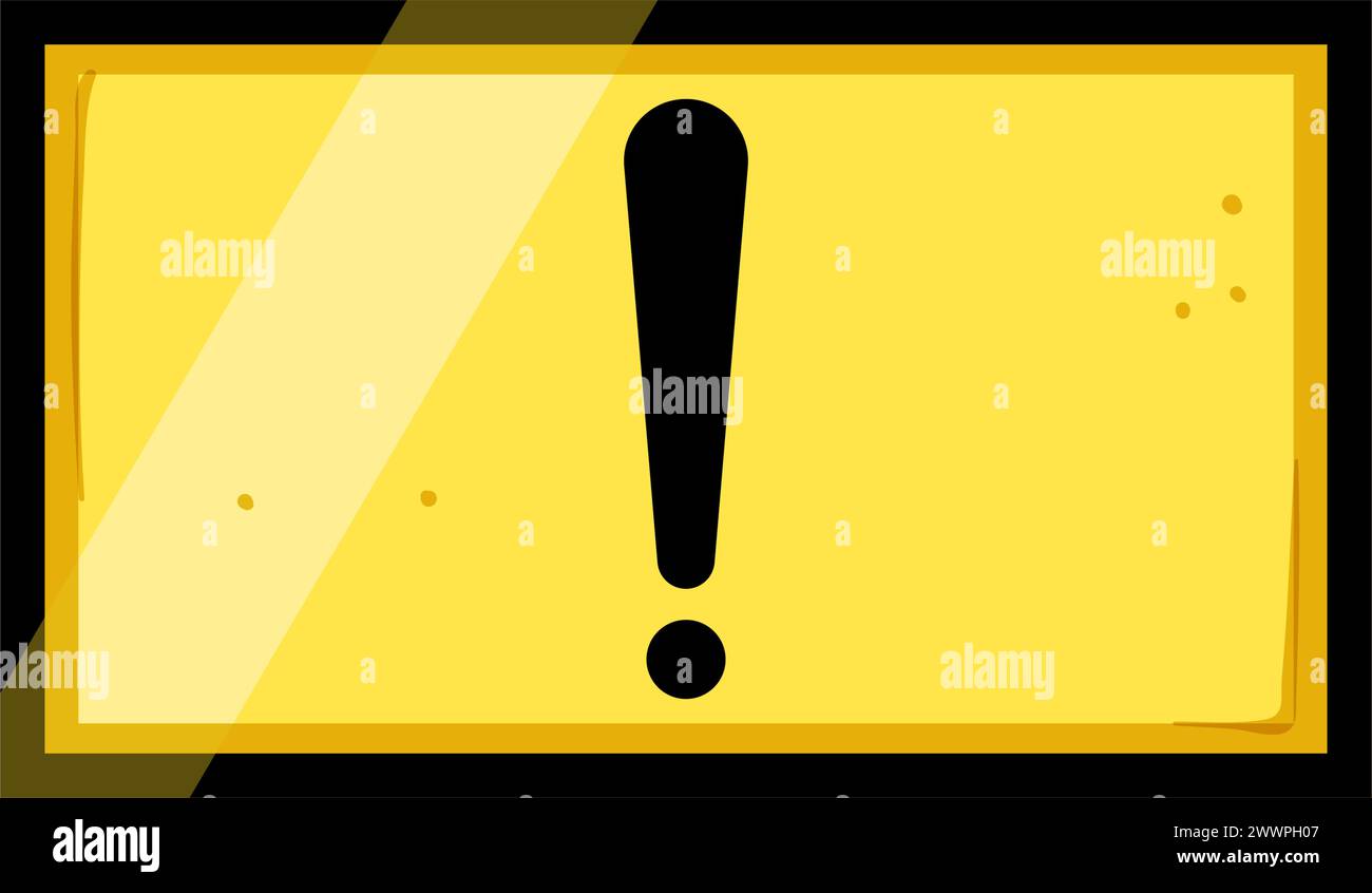 attention yellow warning sign cartoon vector illustration Stock Vector ...