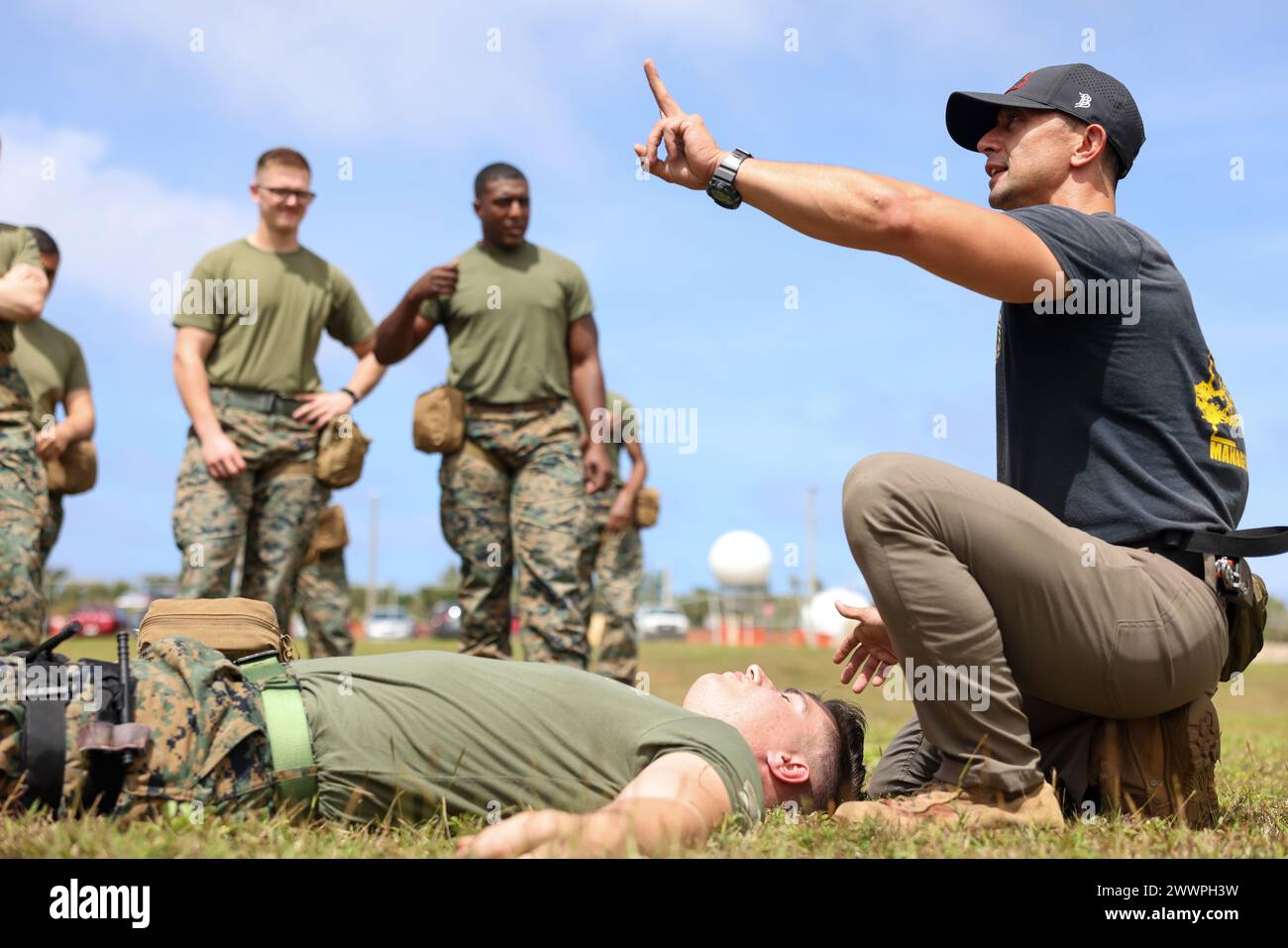 U.S. Marines stationed on Marine Corps Base (MCB) Camp Blaz receive ...