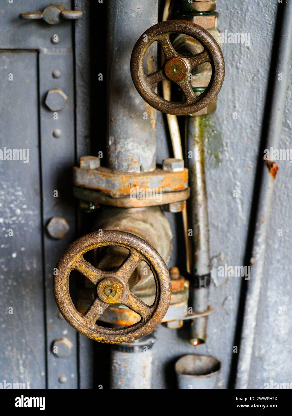 Pipe knobs in the former electric power plant Montemartini in Rome, now ...