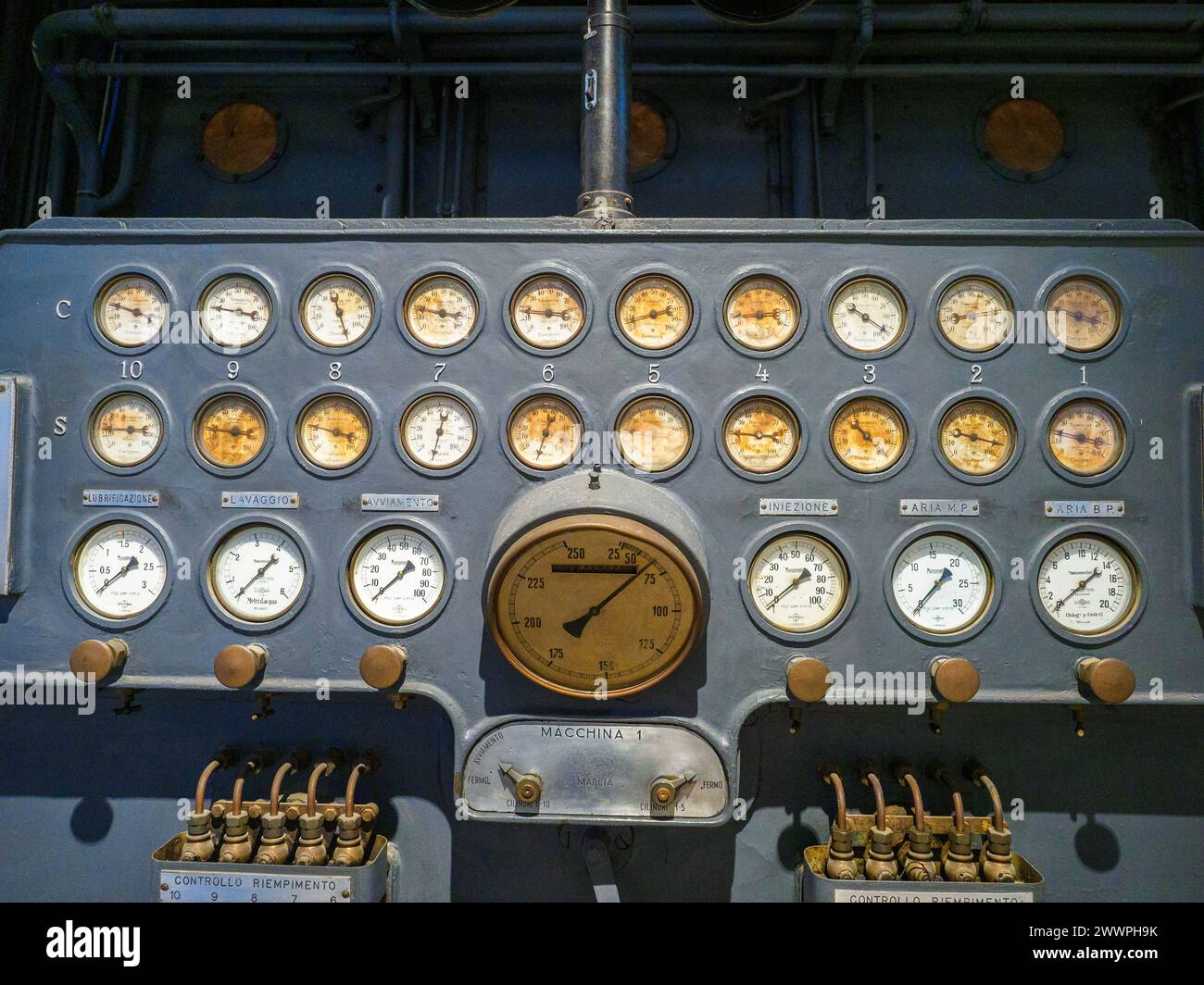 Control panel for the steam turbines and diesel engines in the former ...
