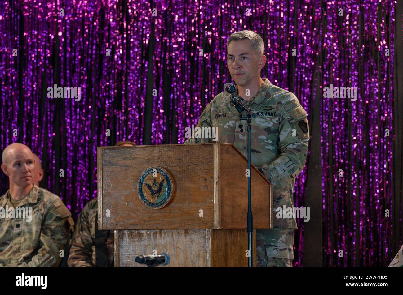 U.S. Army Lt. Col. Eric Ponzek, Task Force Paxton commander, welcomes ...
