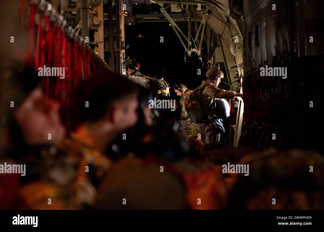 Airmen from the 435th Security Forces Squadron wait to arrive at their ...