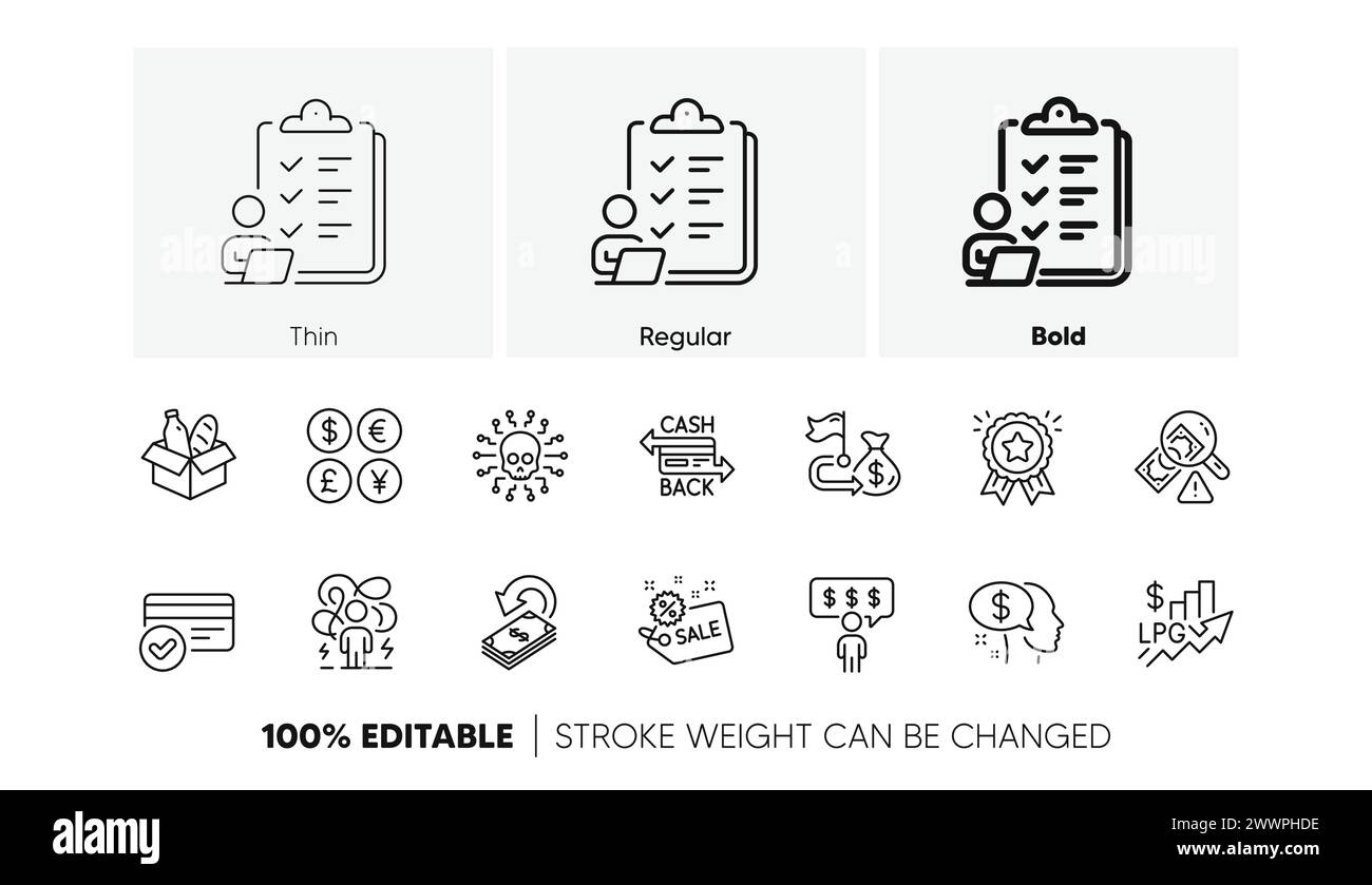 Rise price, Cashback and Payment methods line icons. For web app, printing. Line icons. Vector ...