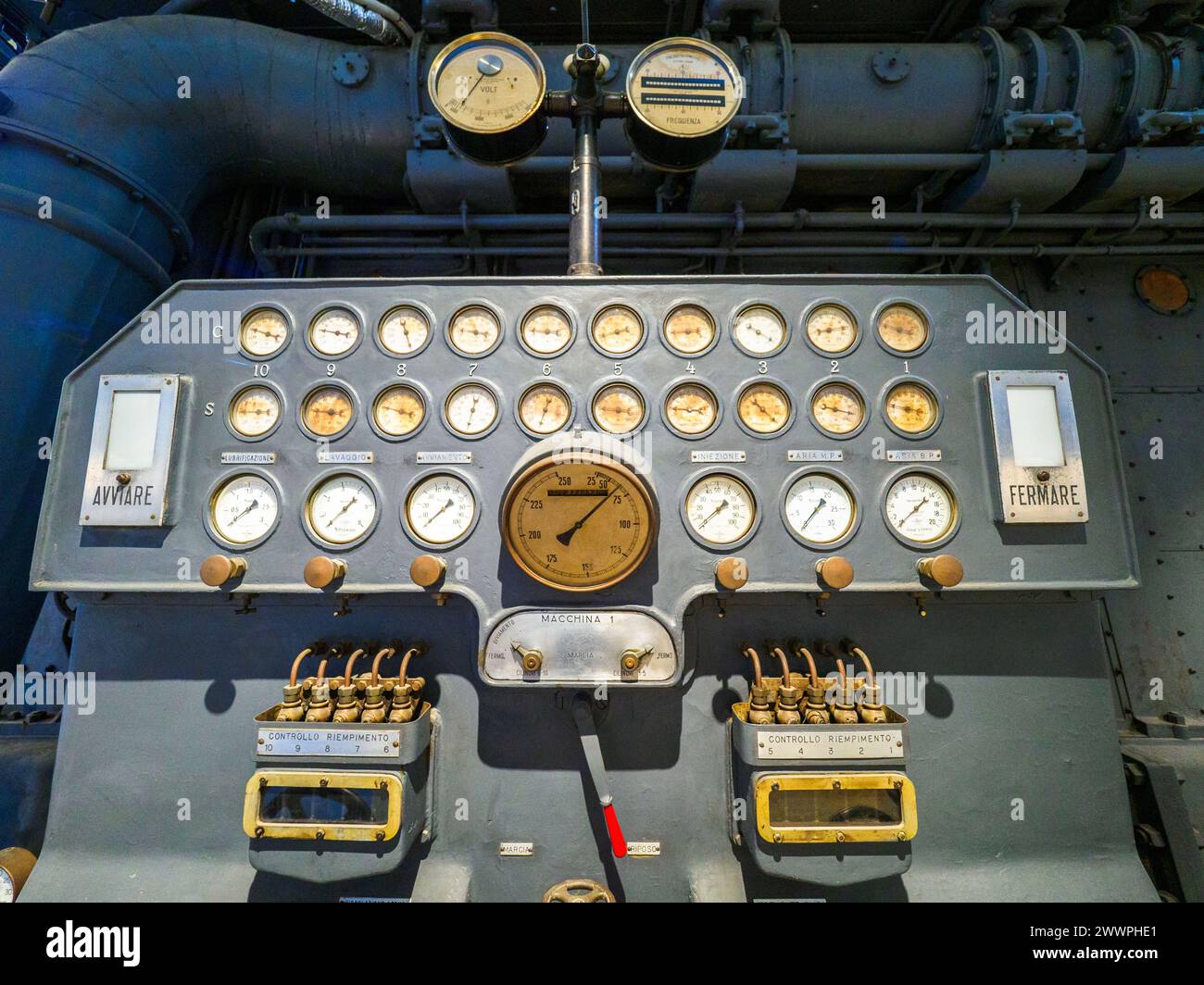Control panel for the steam turbines and diesel engines in the former ...