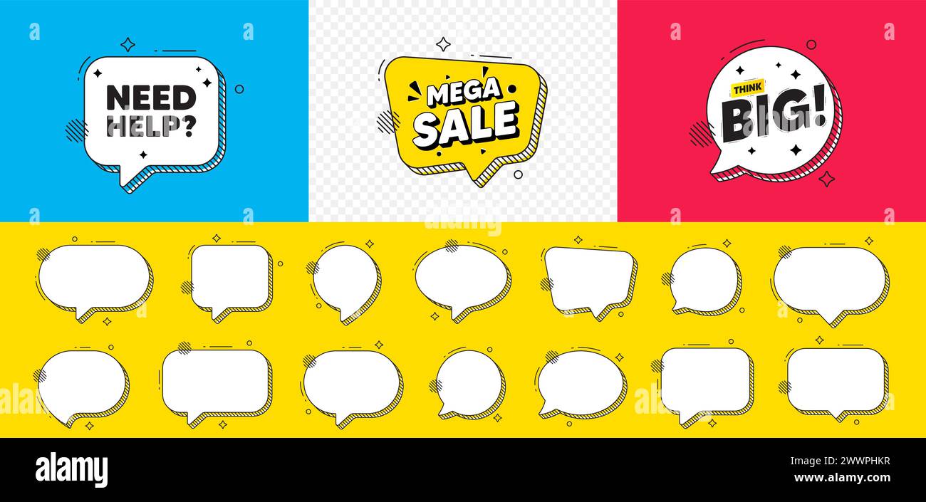 Need help symbol. Support service sign. Mega sale chat speech bubble ...