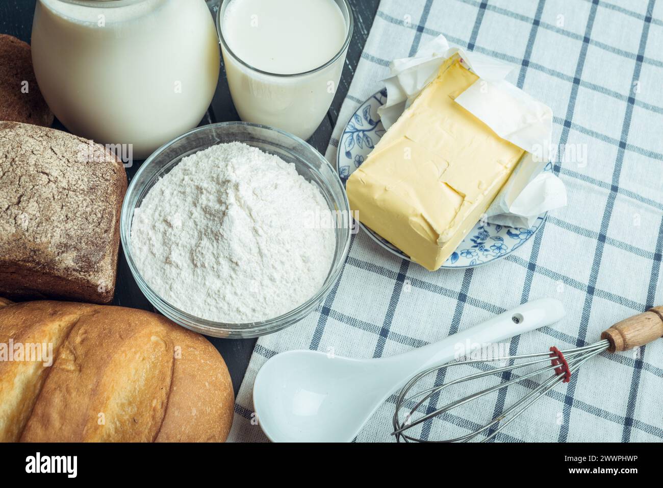 milk and bakery products Stock Photo - Alamy