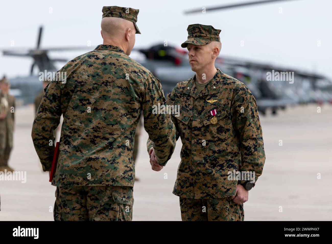 U.S. Marine Corps Lt. Col. Eben Buxton, right, a native of Virginia and ...