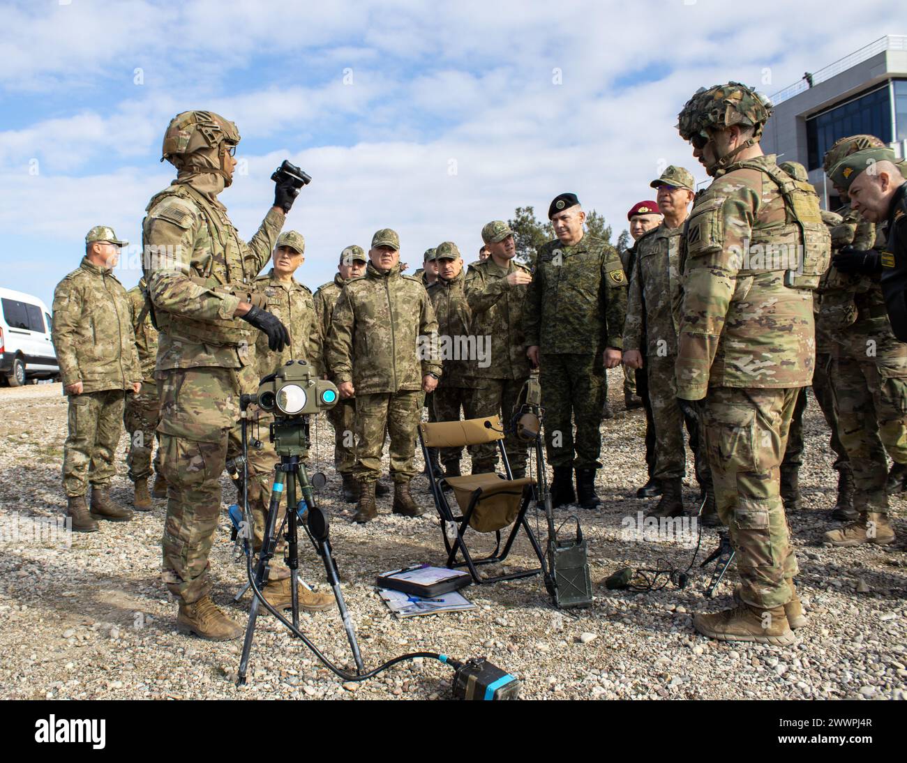 U.S. Army Spc. Isaiah Webster, left, and Spc. Neil Johnson, forward ...