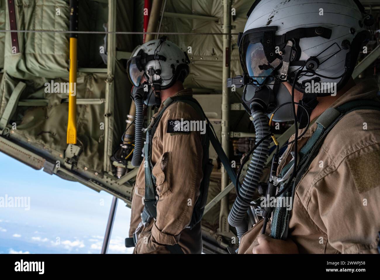 U.S. Marine Corps loadmasters assigned to Medium Tiltrotor Squadron 261 ...