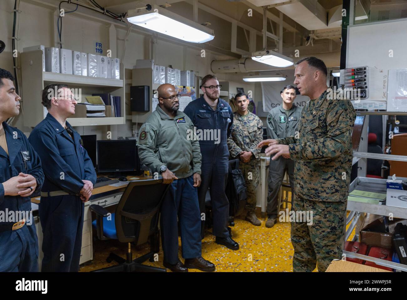 U.S. Marine Corps Maj. Gen. Eric Austin, right, the commanding general ...