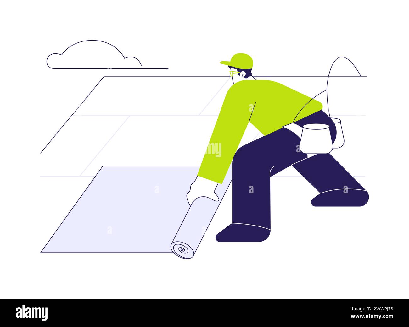 Installing roof underlayment abstract concept vector illustration Stock ...