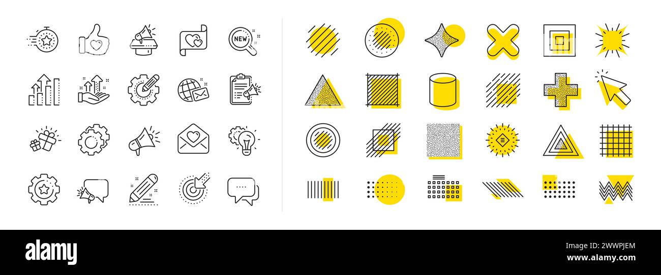 Brand social project line icons. Business strategy, Megaphone and ...