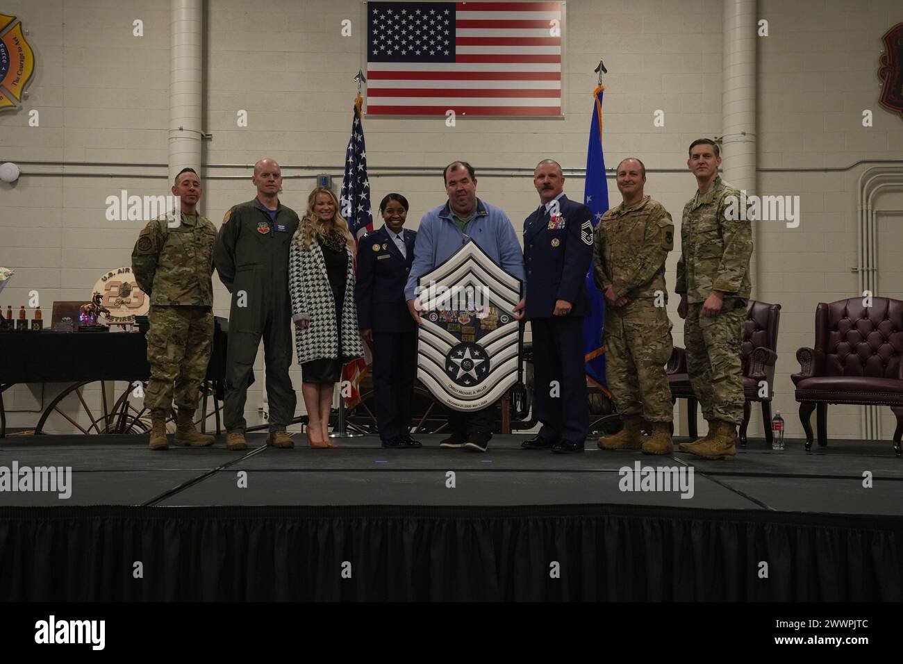 U.S. Air Force Airmen from the 432nd Mission Support Group stand for a ...