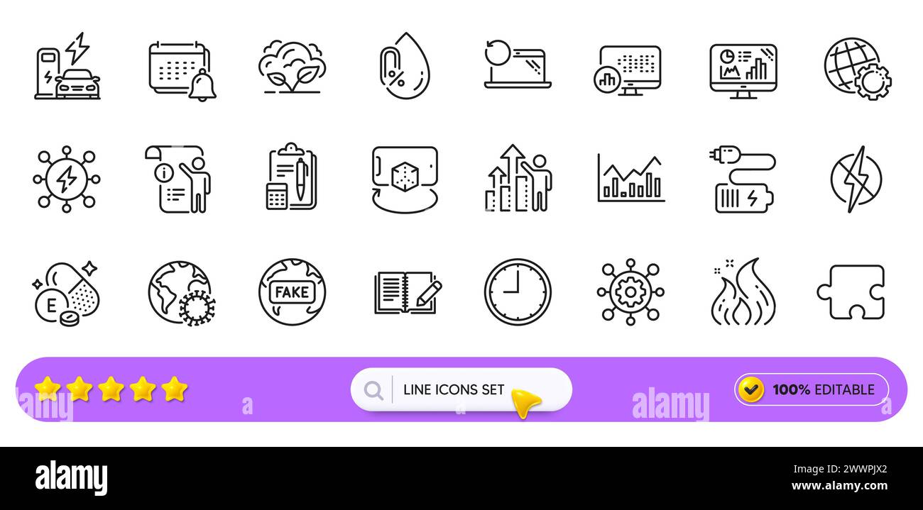 Notification, Feedback and Report statistics line icons for web app. Pictogram icon. Line icons ...