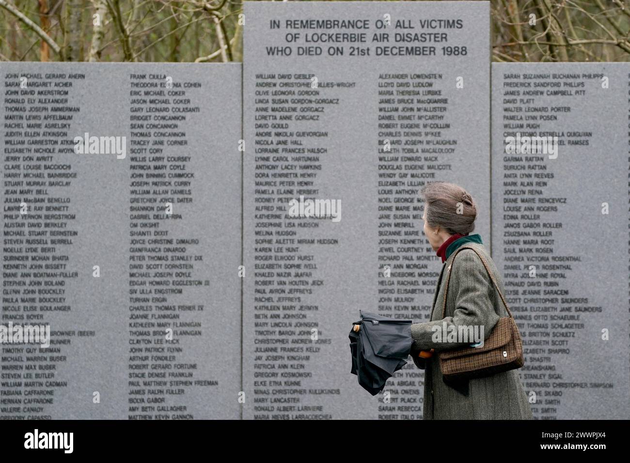 The Princess Royal at the Lockerbie Air Disaster Memorial in the ...