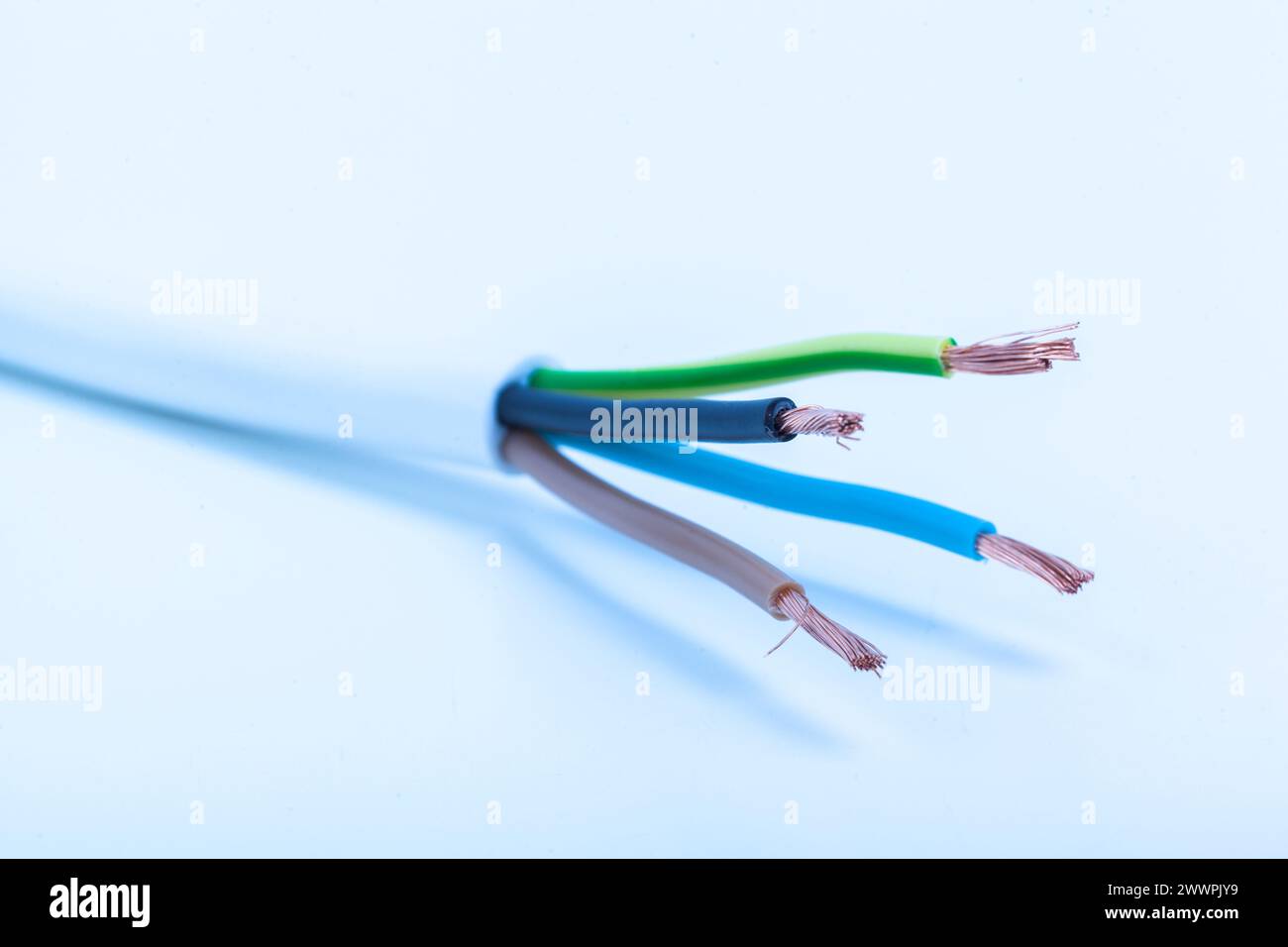 Electric screened cable with many wires isolated on white Stock Photo ...
