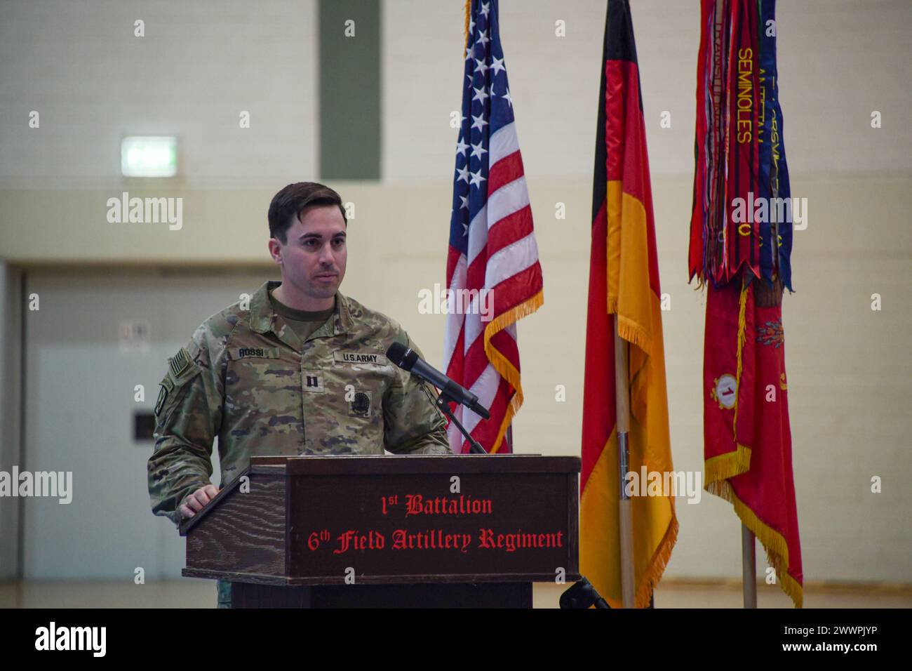 U.S. Army Capt. Kurt Rossi, outgoing commander of Bravo Battery, 1st ...