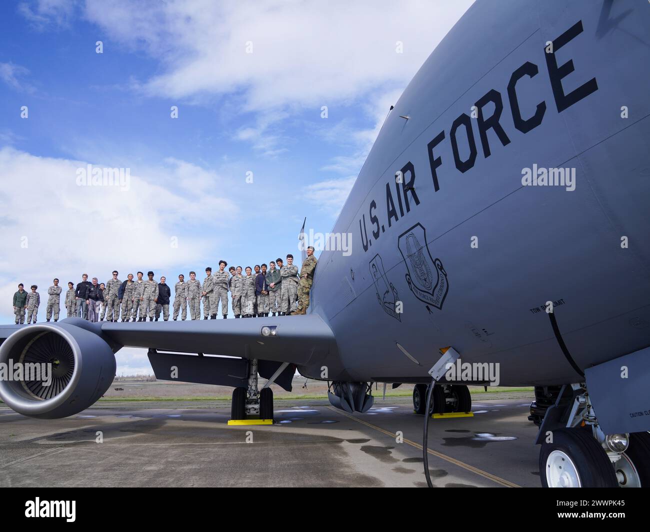 California Civil Air Patrol cadets pose for a photo and stand on the ...