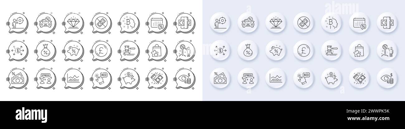 Trade infochart, Loan percent and Business vision line icons. For web app, printing. Line icons ...